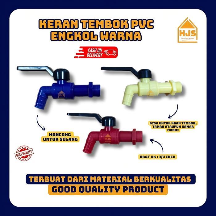 Jual Kran Tembok PVC 1/2" / Kran Bola PVC 1/2" Inch warna warni elegan ...