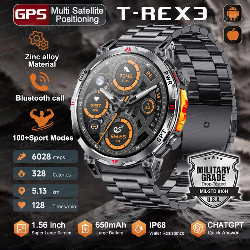 Jual 2025 New T Rex 3 Original Millitary Gps Position 1.56"Smart Watch ...