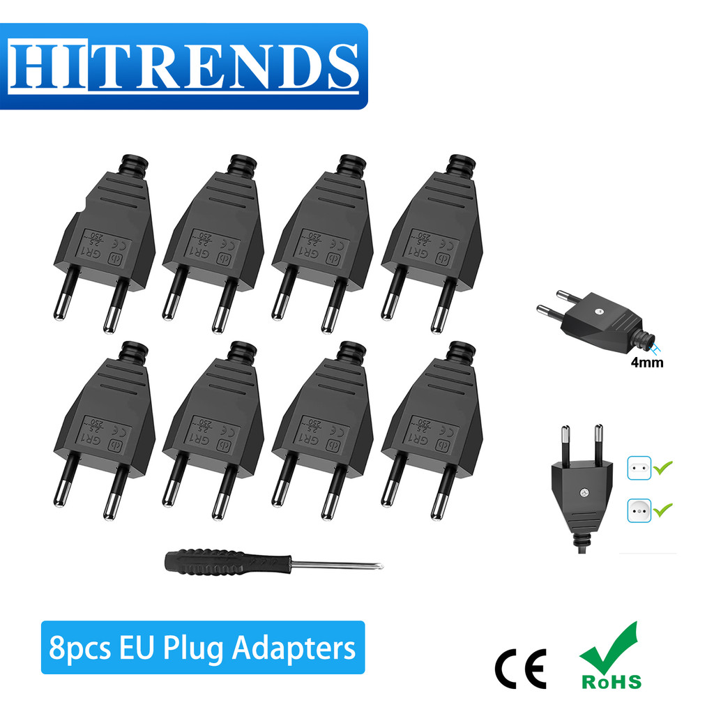 Jual 4/8Pcs European Power Plug Rewirable Socket, Electrical Eu Plug ...
