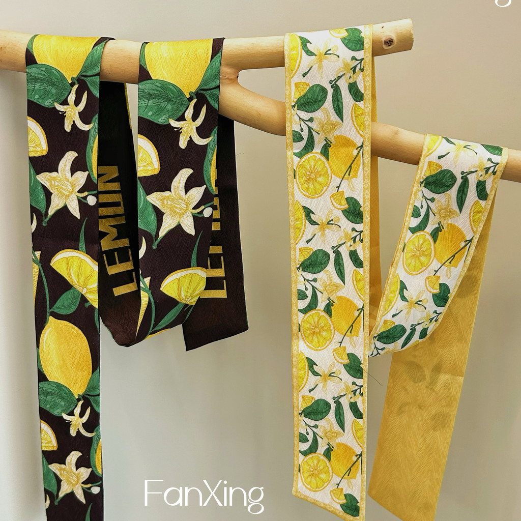 Jual Original New Lemon Versatile Silk Scarf Korean Strip Tied Hair ...