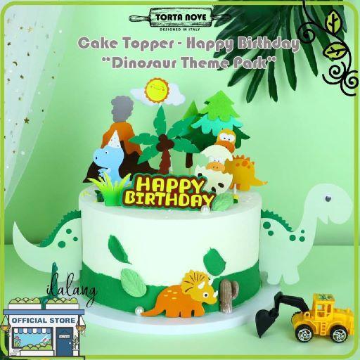 Jual ASLI Cake Topper Happy Birthday DINOSAURUS san kue ultah HBD ...