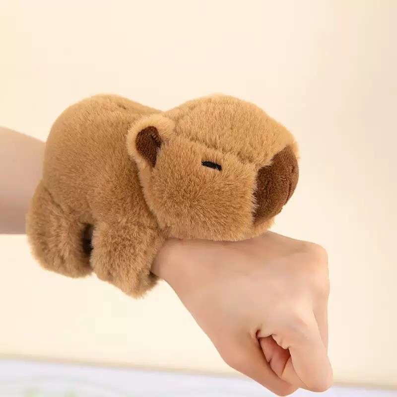 Jual Lovely Capybara Animal Slap Snap Wrap Wristband Bracelet Plush Stuffed Animal Kawaii ...