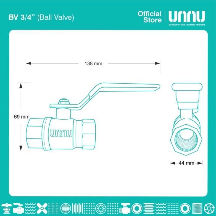 Jual ID BALL VALVE KUNINGAN 3/4 INCH UNNU STOP KRAN ENGKOL | Shopee ...