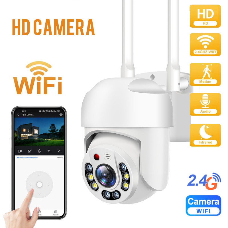 Jual Wireless PTZ Camera HD 2MP Color Night Vision Wifi IP Camera ...
