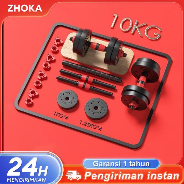 Jual READY ZHOKA Dumbell Set 10KG Peralatan Fitness Barbel Bisa ...
