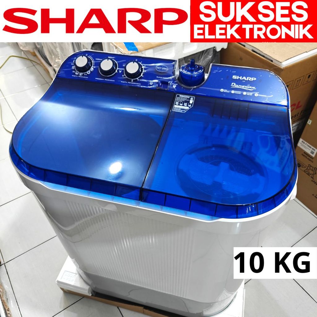 Jual MESIN CUCI 2 TABUNG SHARP 10KG DOLPHIN WAVE ES-T1090 / WASH ...