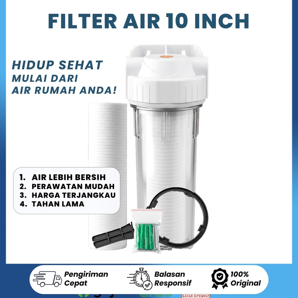 Jual PAKET HOUSING FILTER AIR 10" CLEAR DAN WHITE – PPF 5 MICRON ...