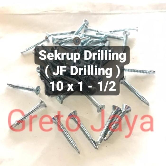 Jual PROMO ( 10x1-1/2 50bj ) Sekrup JF Drilling Roofing Skrup SDS ...