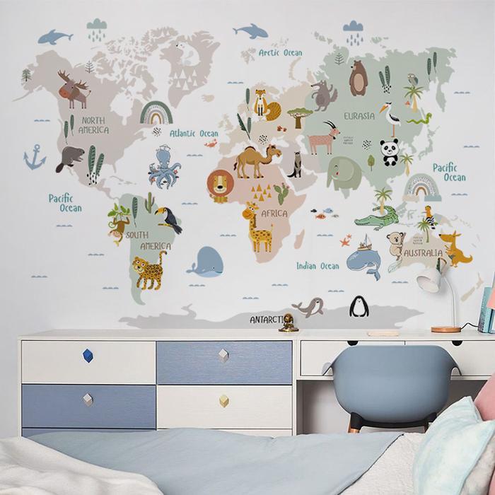 Jual Stiker Dinding Anak Peta sticker aesthetic maps kids stiker ...