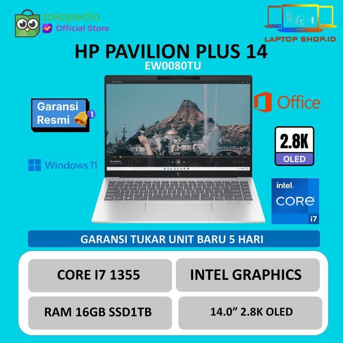 Jual HP PAVILION PLUS 14 OLED INTEL CORE I7 1355 RAM 16GB 1TB SSD 14.0 ...