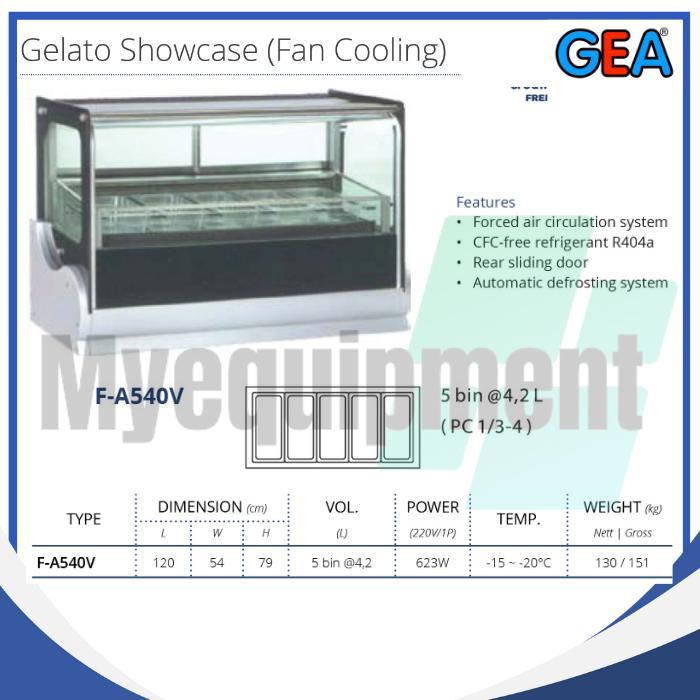 Jual GELATO SHOWCASE FAN COOLING DISPLAY GELATO ES KRIM GEA F-A540V ...