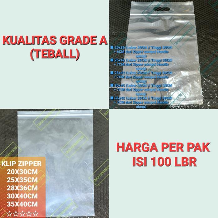 Jual PLASTIK KLIP ZIPPER SUPER PREMIUM 35X40CM / ZIP LOCK PACKING TEBAL ...