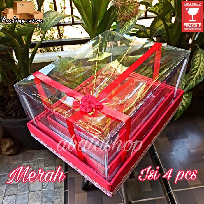 Jual Kotak hantaran MERAH lengkap dengan tutup mika baki seserahan ...