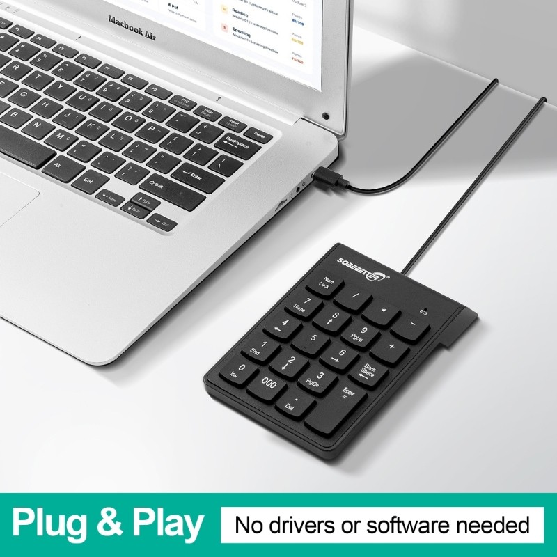 Jual Wire Numeric Keypad 19-Key Corded Type C/USB Number Pad External ...