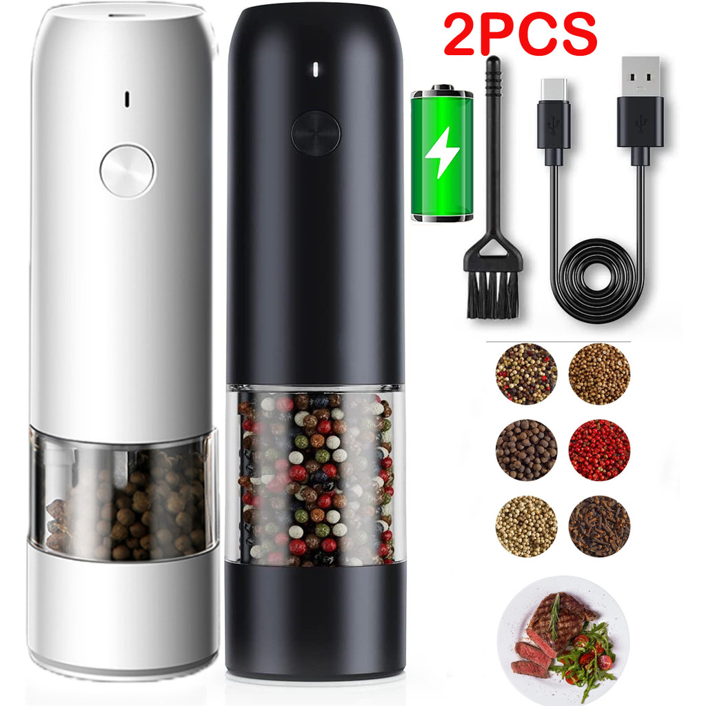 Jual 2PC Automatic Pepper Grinder USB Electric Rechargeable Salt Spices ...