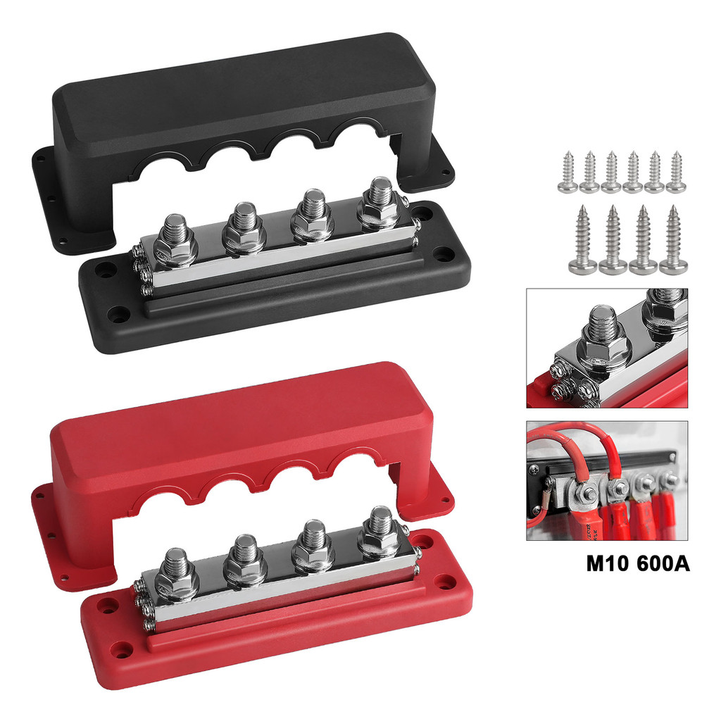 Jual 4 Post Power Distribution Block M10 with Cover Heavy Duty 24V 600 ...