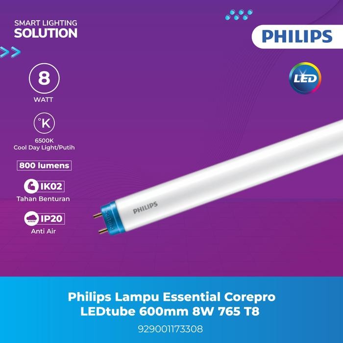 Jual Philips Lampu Essential/Corepro LEDtube 600mm 8W 765 T8 AP I G ...