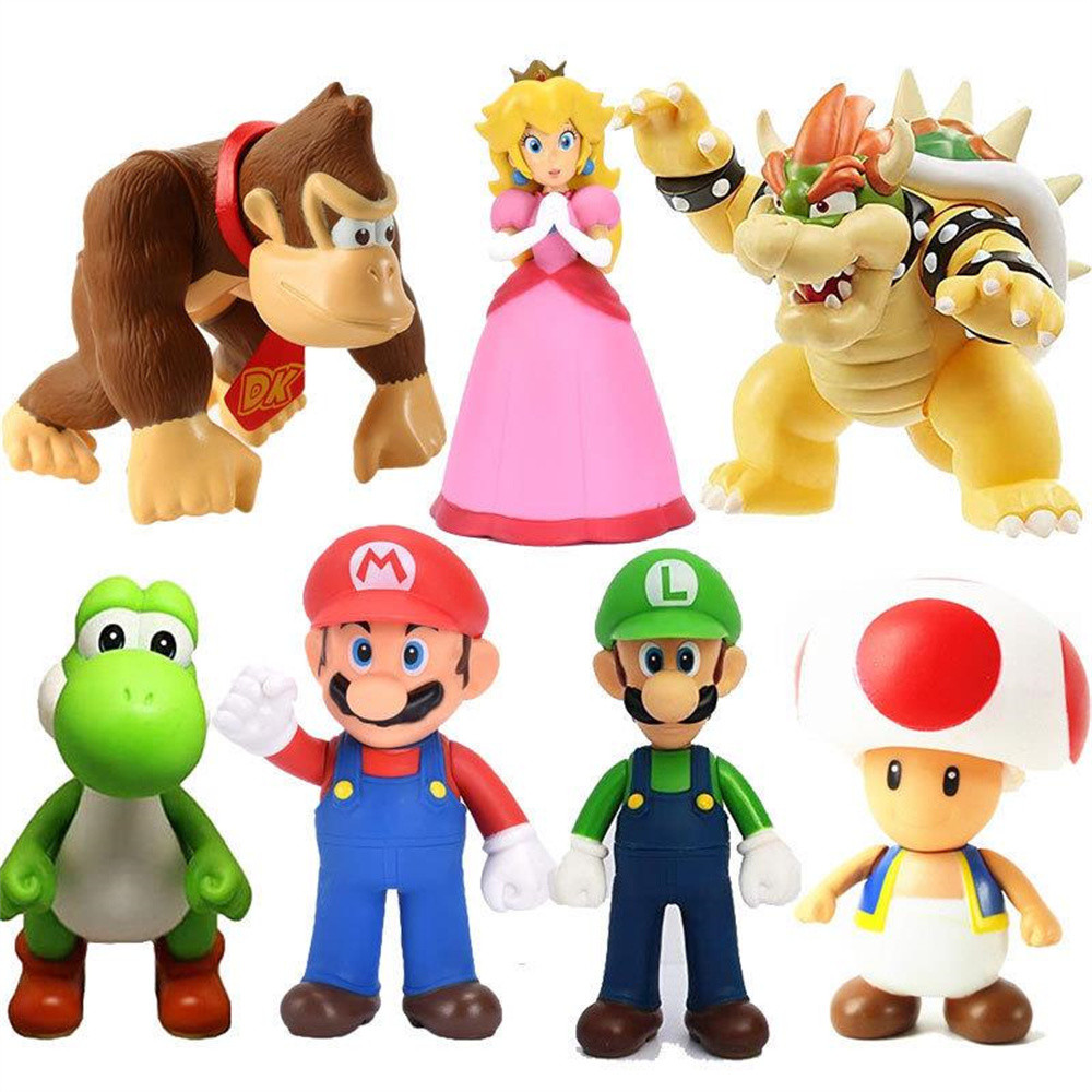 Jual Super Mario Bros Dolls Yoshi Princess Peach Toad Anime Pvc Action ...