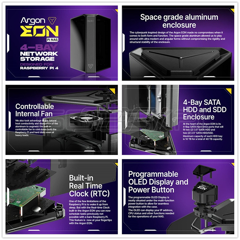 Jual rangerssa Argon EON Pi NAS Case 4-BAY SATA HDD SDD Network ...