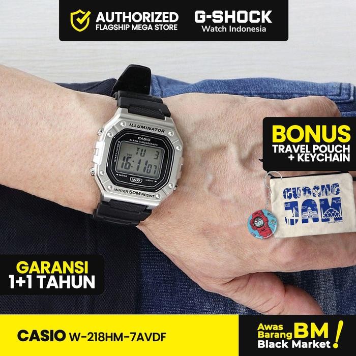 Jual Jam Tangan Pria Casio W-218Hm-7Avdf Silver Digital Rubber Original ...