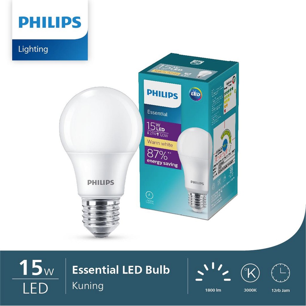 Jual Lampu Philips Essential LED Bulb Bohlam 15W E27 3000K Kuning ...