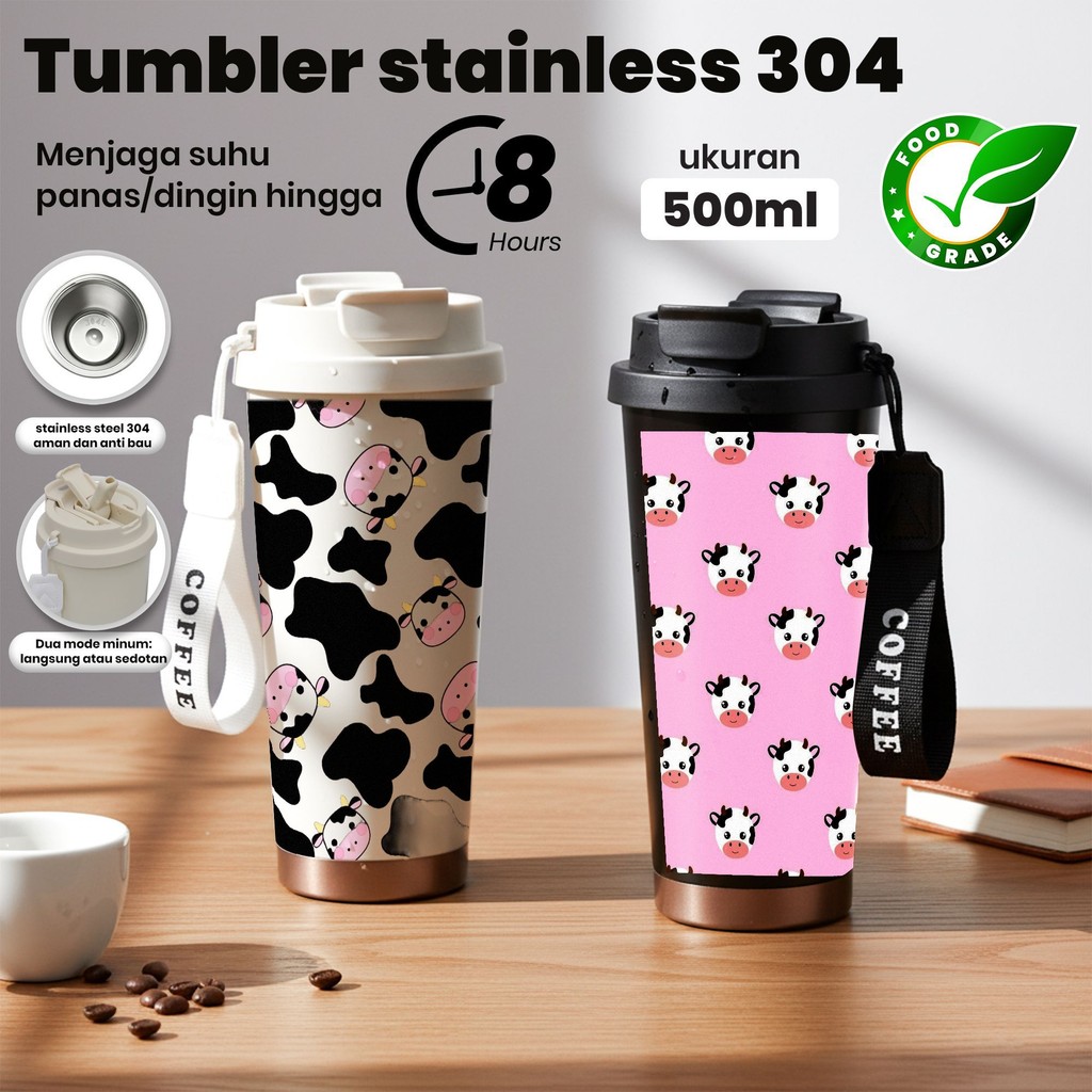 Jual Tumbler Botol Minum Aesthetic Stainless Steel 304 Food Grade 500ml ...