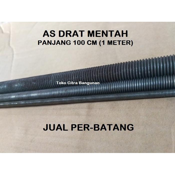 Jual as drat baut ulir m 14 mm panjang 100 cm panjang 1 meter besi ...