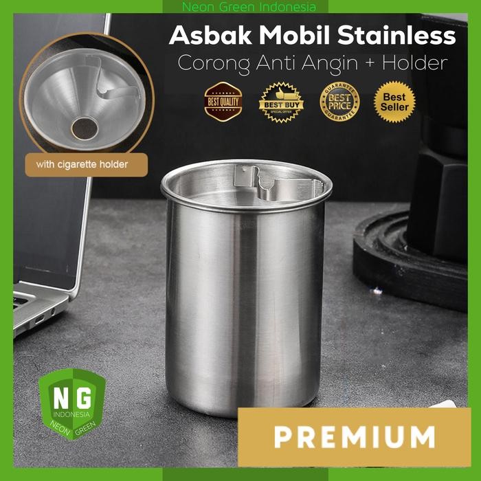 Jual New ASBAK MOBIL AESTHETIC Anti Angin Corong Portable Stainless ...