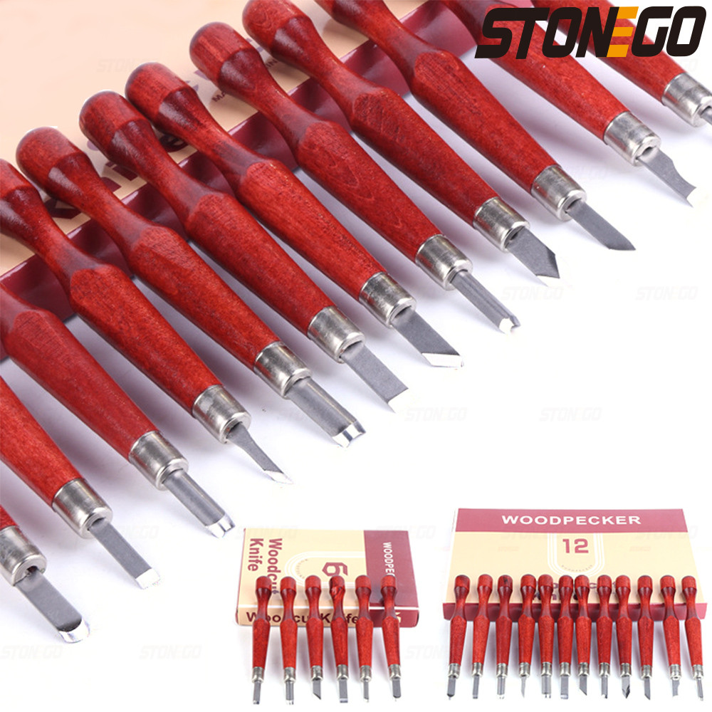 Jual STONEGO Wood Carving Tool Hand Chisels Carving Knives Kit for ...