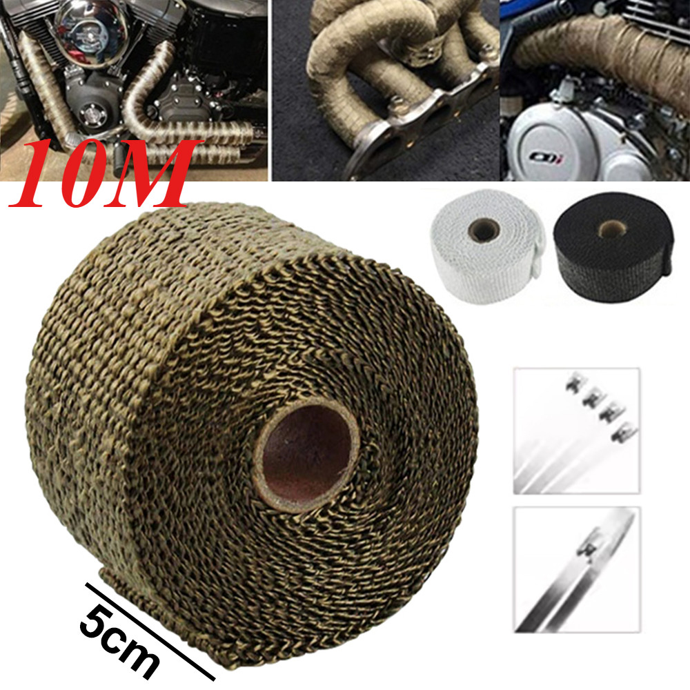 Jual 5Cm*10M Exhaust Pipe Insulation Thermal Heat Wrap Roll Insulation ...