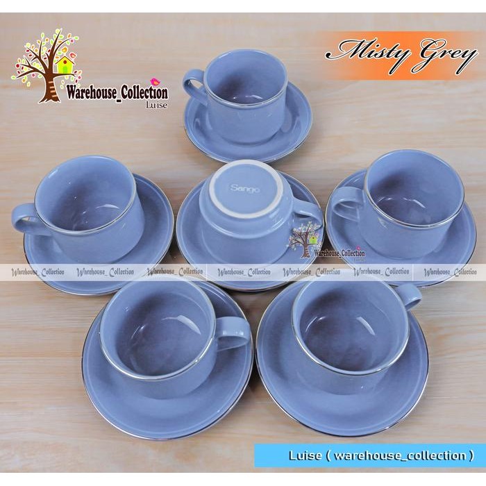 Jual RStore COD Cangkir Set warna list emas ( 6 cangkir + 6 tatakan ...