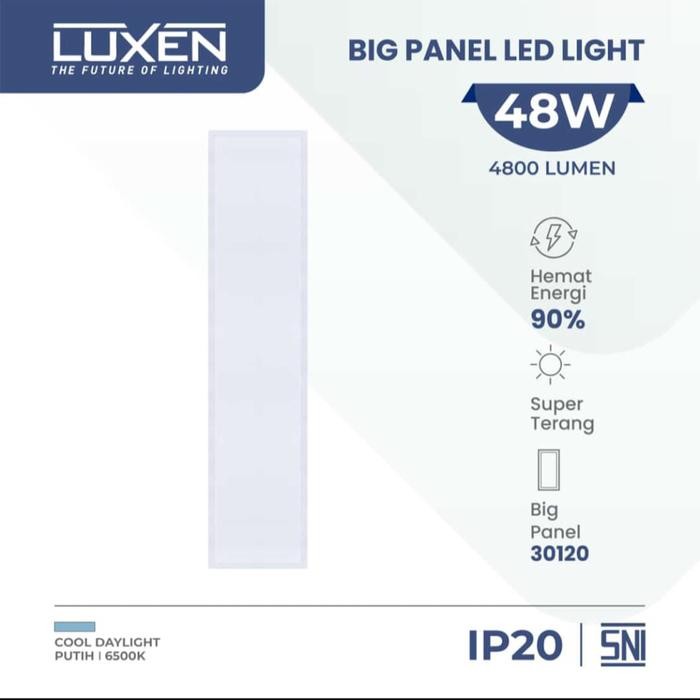 Jual Luxen downlight led big panel persegi panjang 48w cahaya putih ...