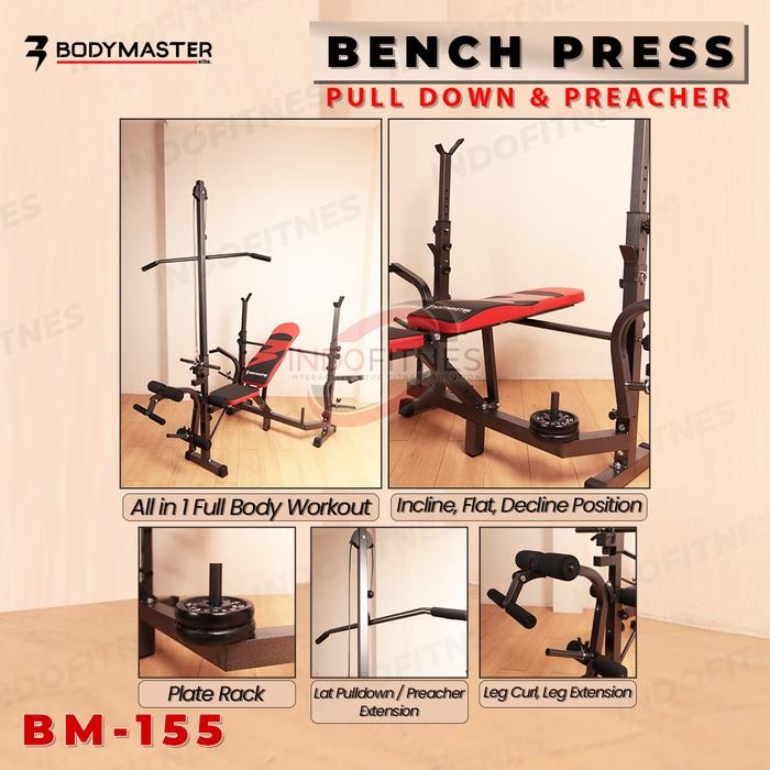 Jual BODYMASTER Bench Press BM-155 Home Gym Preacher Curl Leg Lat Pull ...