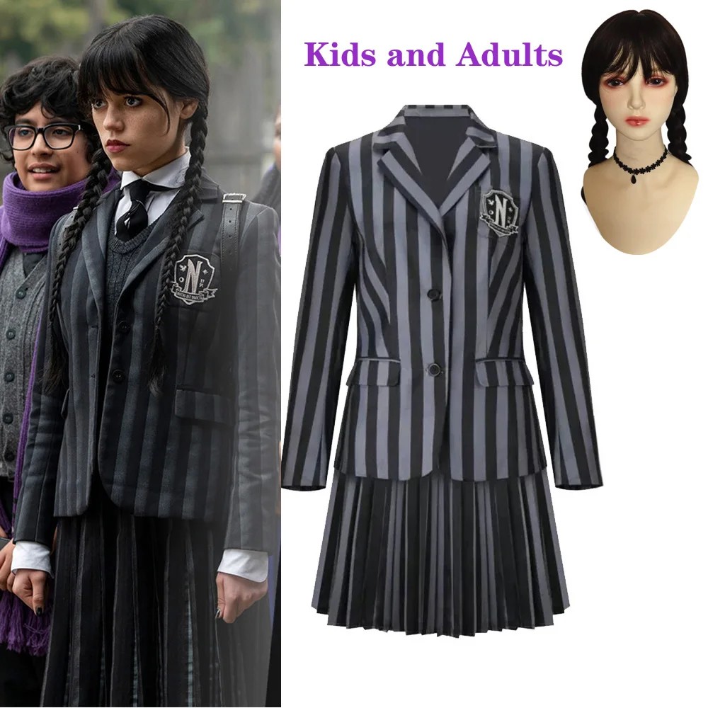 Jual Addams Family Halloween Costume Girls Wednesday Jenna Ortega ...