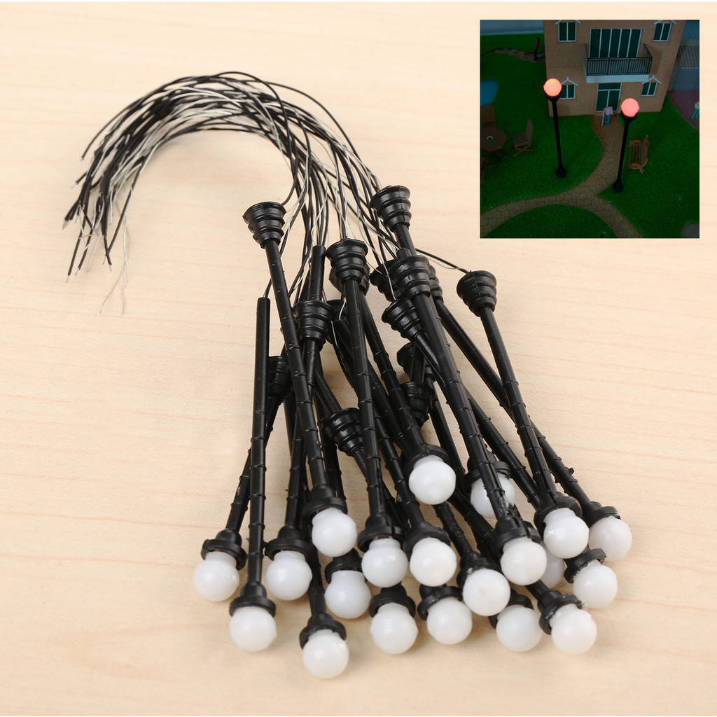 Jual 20Pcs Model Lamppost LED Lamp Lights 3V 6.2cm Railway Yard Street ...