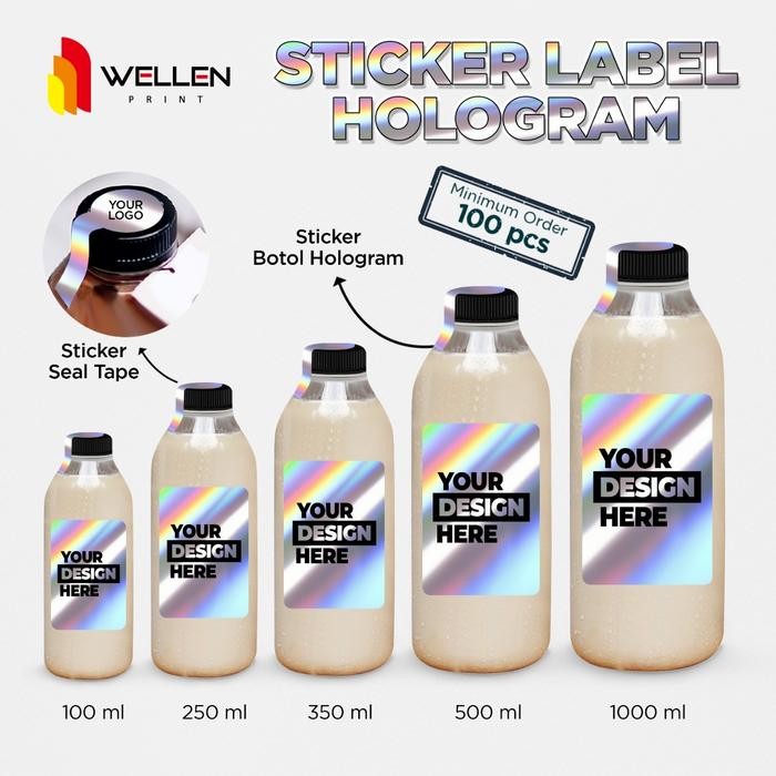 Jual Cetak Sticker Label botol Hologram custom / print stiker Kemasan ...