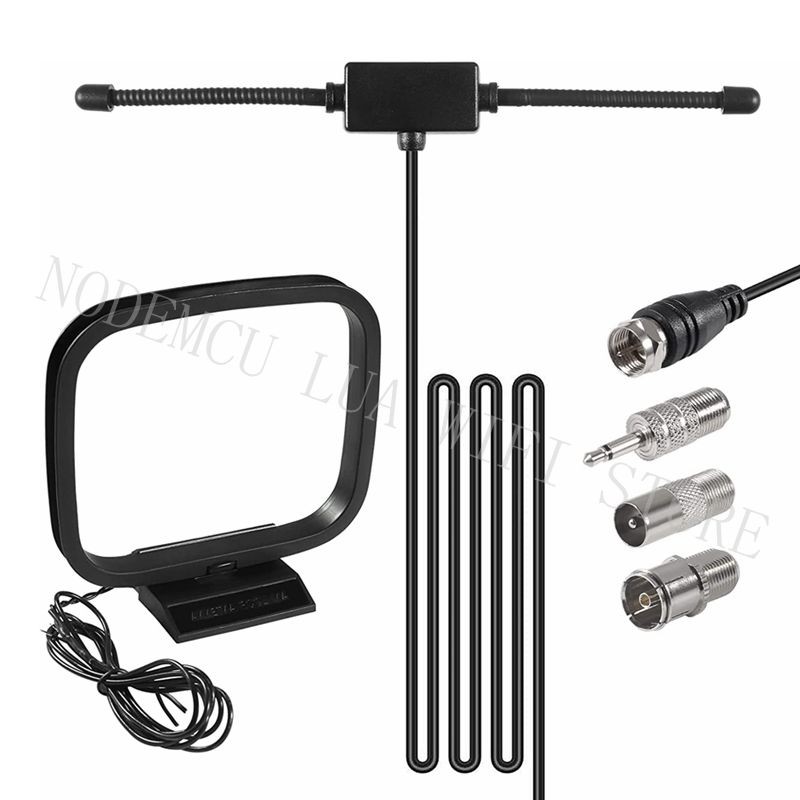 Jual 75 Ohm FM Dipole Antenna AM Loop Antenna Female Socket TV Male ...