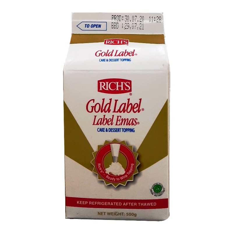 Jual S07473 RICHS GOLD LABEL TOPPING DESSERT WHIPPING CREAM CAIR 500ML ...