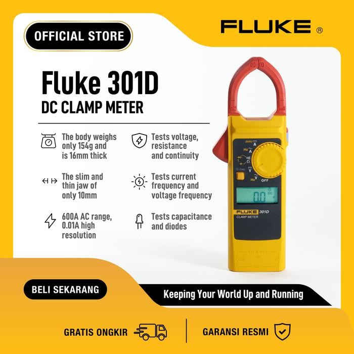 Jual 3b8e- Fluke 301D Series, 600A Ac/Dc Clamp Meter | Shopee Indonesia