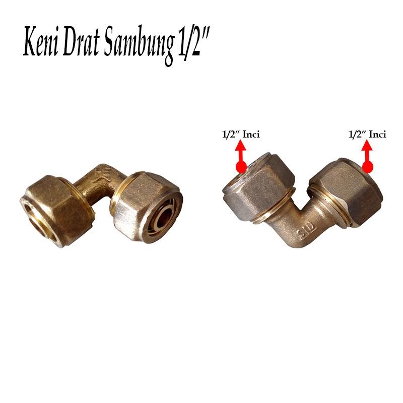 Jual Knee Drat Kuningan 1/2" Inci Air Panas / Fitting Water Heater Keni ...