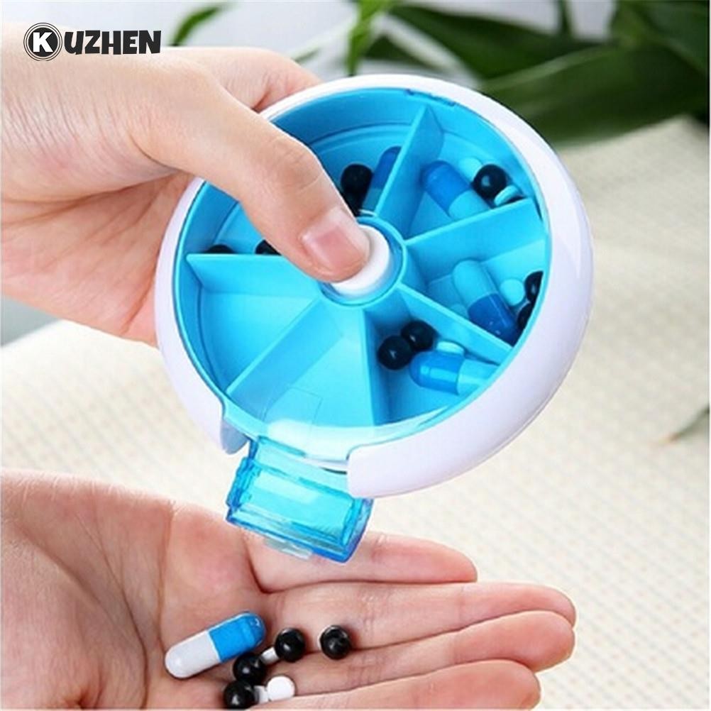 Jual Weekly Rotating Pill Box Travel Pill Case Splitter Pill Organizer ...
