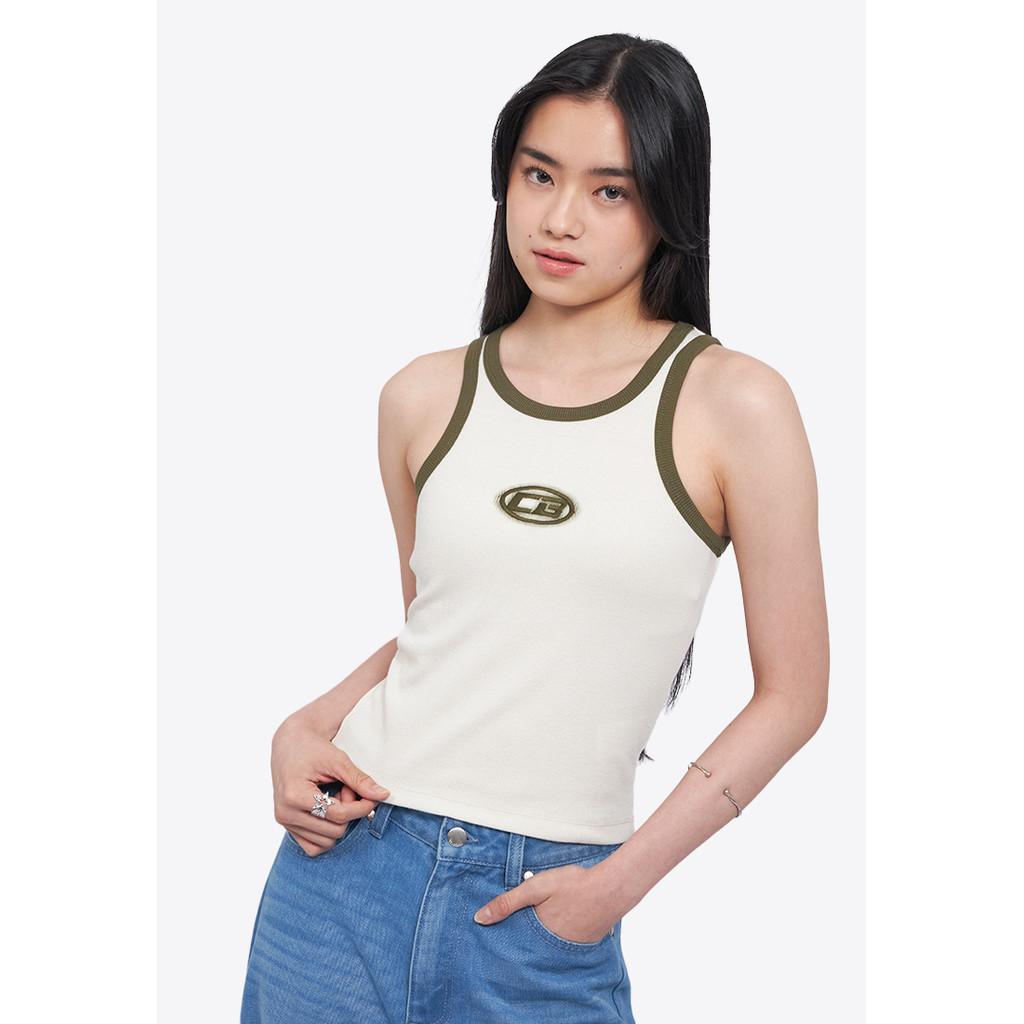 Jual COLORBOX Contrast Logo Sleeveless Top Khaki | Shopee Indonesia