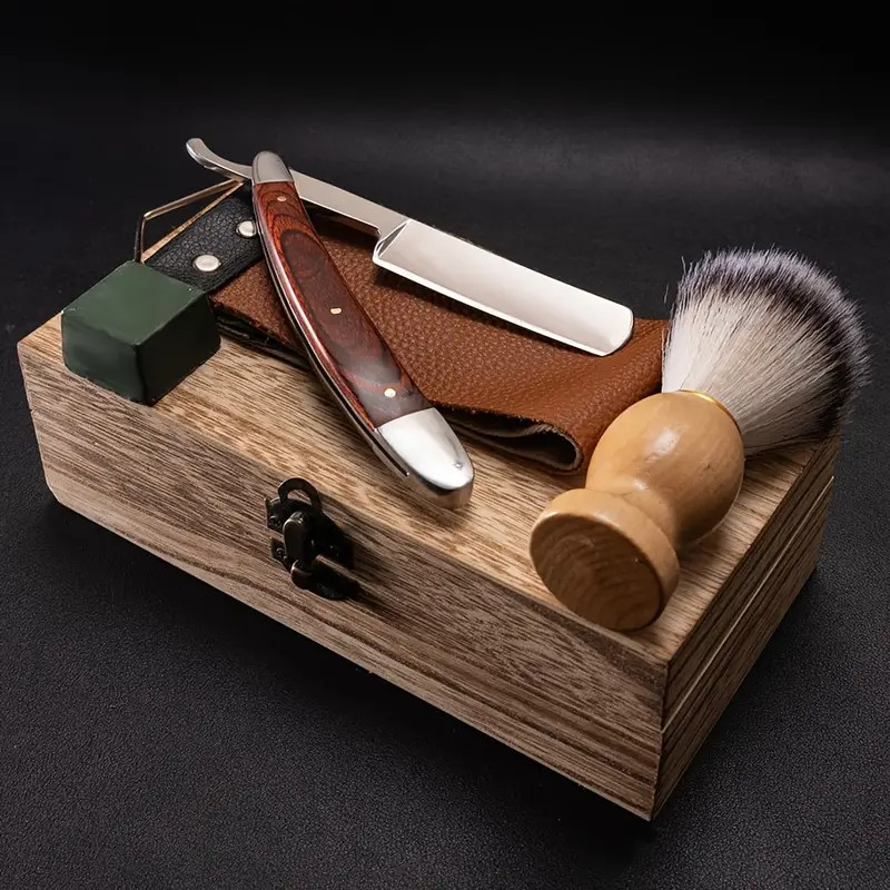 Jual High-End Men's Shaver Straight Edge Barber Razors Set Manual Beard ...