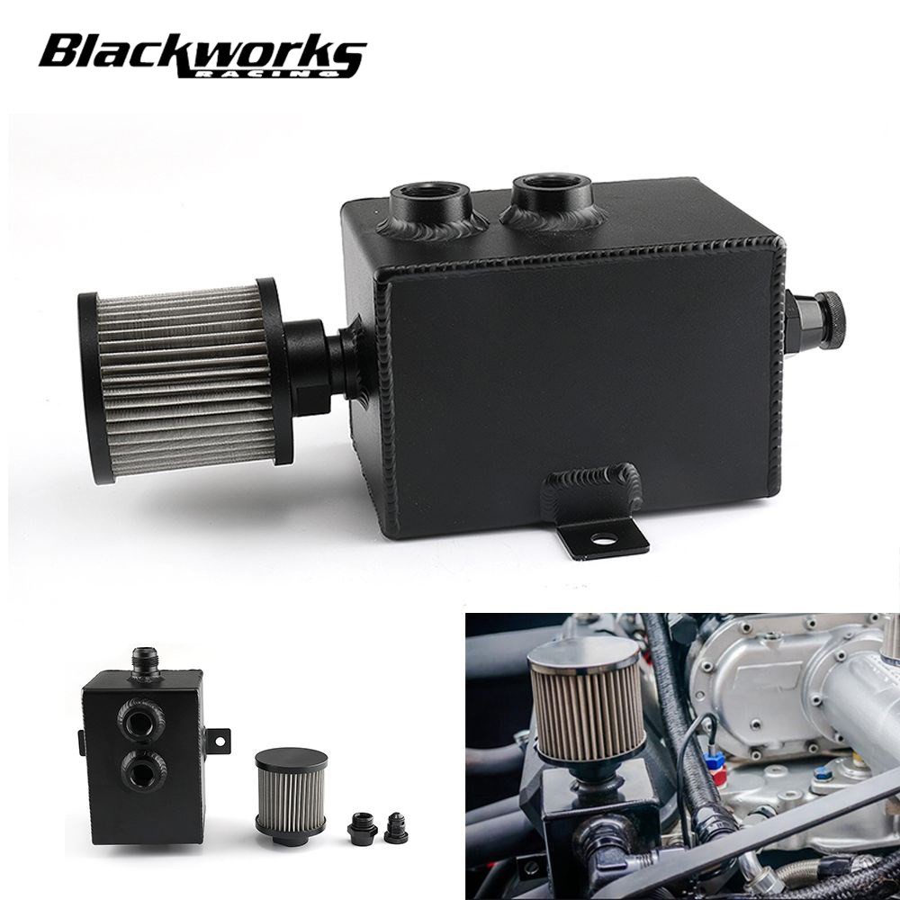 Jual 1L/2L Universal Car Aluminum Oil Catch Can Tank Silver Black Fuel ...