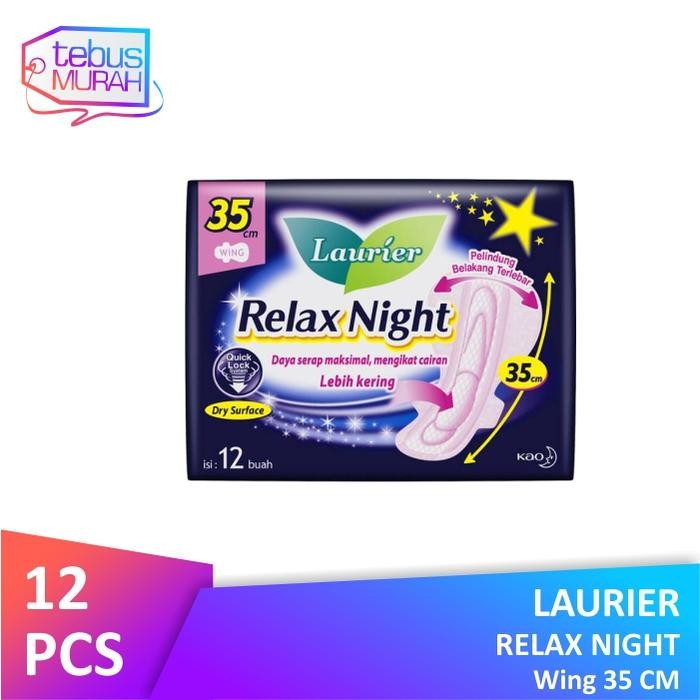 Jual l6kg- Laurier Relax Night Wing 35 Cm (Isi 12 Pcs) | Shopee Indonesia