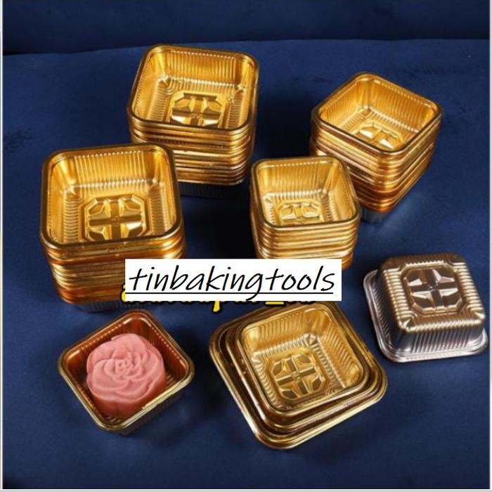 Jual 100pcs tray mooncake tray mika kemasan kue bulan kotak puding ...