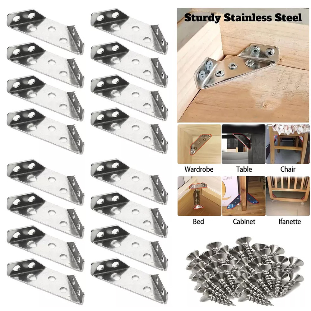 Jual Universal Corner Brackets Stainless Steel Furniture Angle Shelf ...