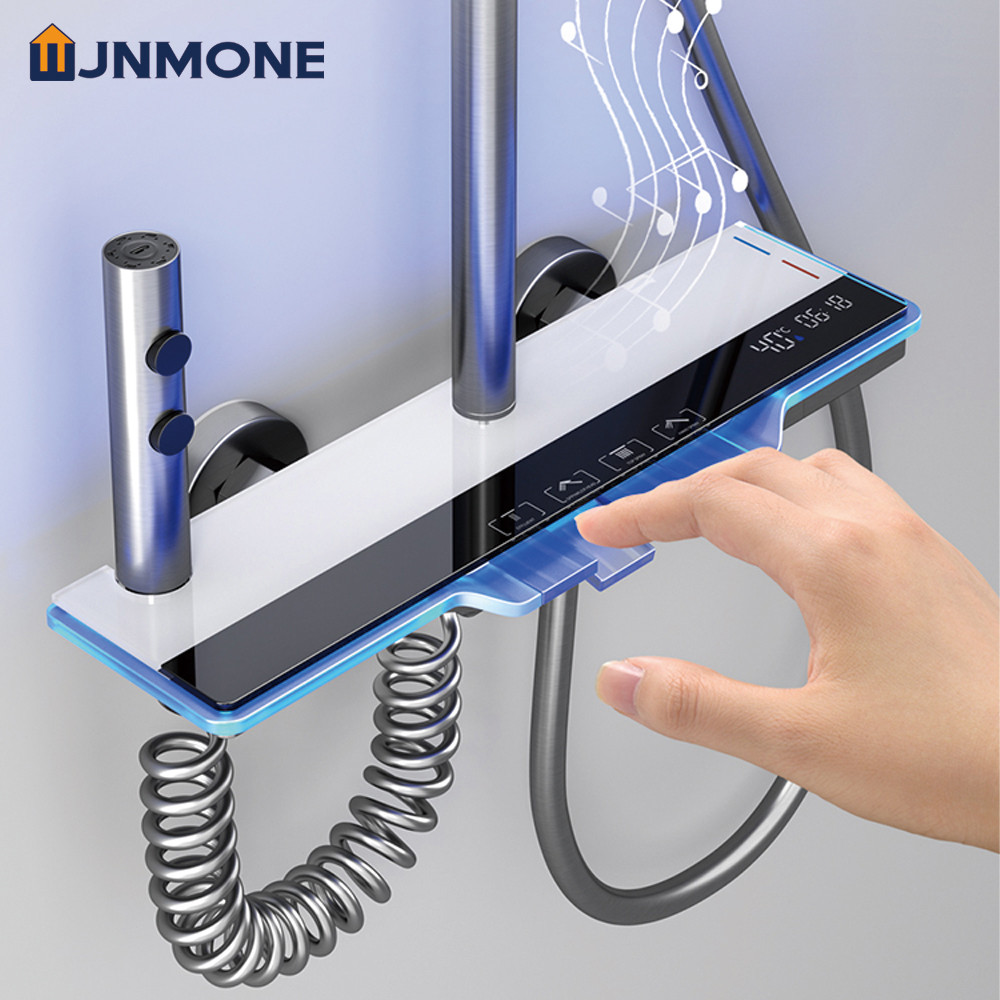 Jual NEW Tempered Glass Panel Shower System LED Display Bathroom Shower ...