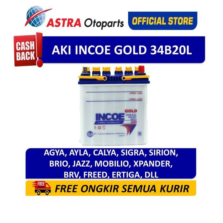 Jual Ready Aki INCOE Mobil Agya Ayla Calya Sigra INCOE Gold 34B20L (35 ...