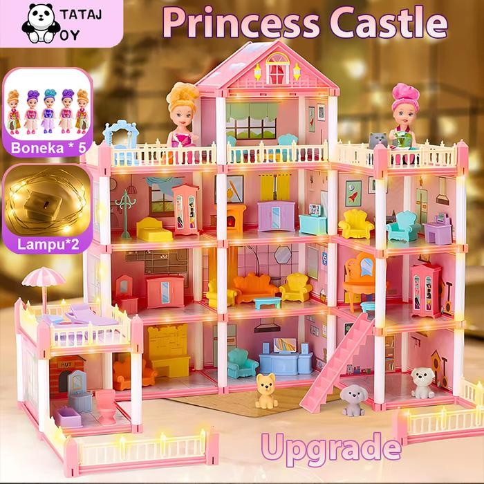 Jual Tatajoy Mainan Rumah Boneka DIY Doll House Princess Castle Besar ...